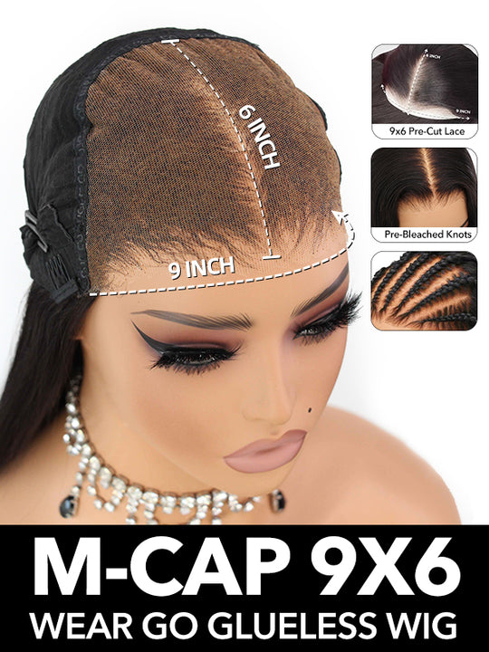 Wavymy Loose Deep Wave M-Cap 9x6 Lace Wear & Go Pre-bleached Wigs 180%