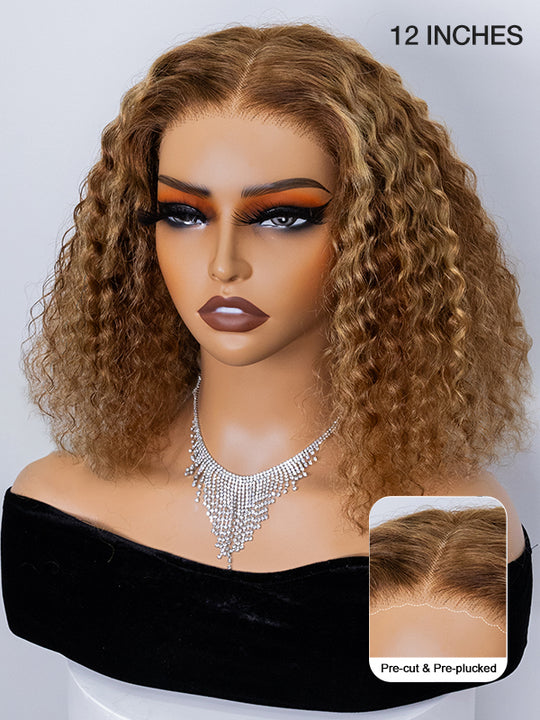 Wavymy Honey Blonde Light Highlight Wear Go Glueless Water Wave Wig 7x